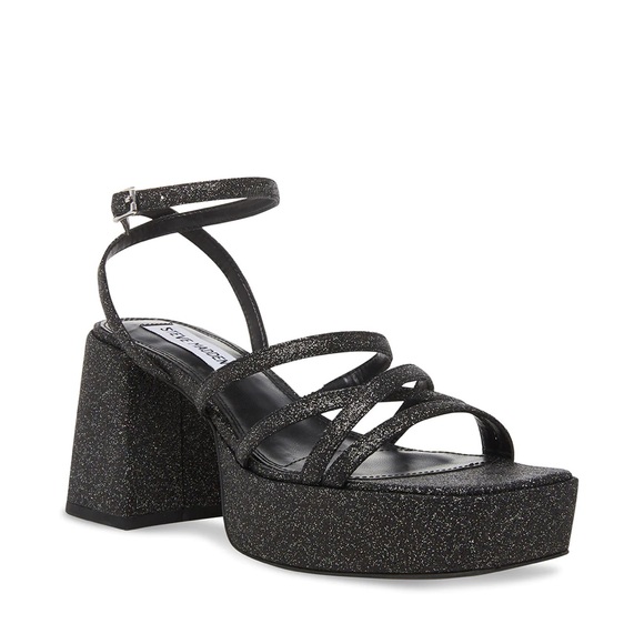 Steve Madden | Shoes | Brylee Black Glitter Platform Shoes | Poshmark